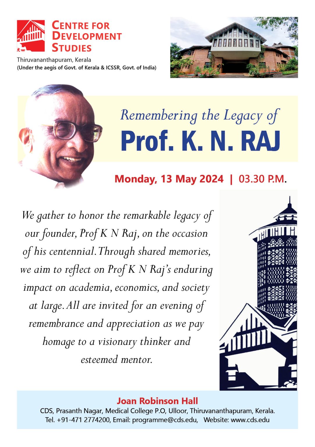 Remembering the Legacy of Prof K N Raj | Centre for Development Studies