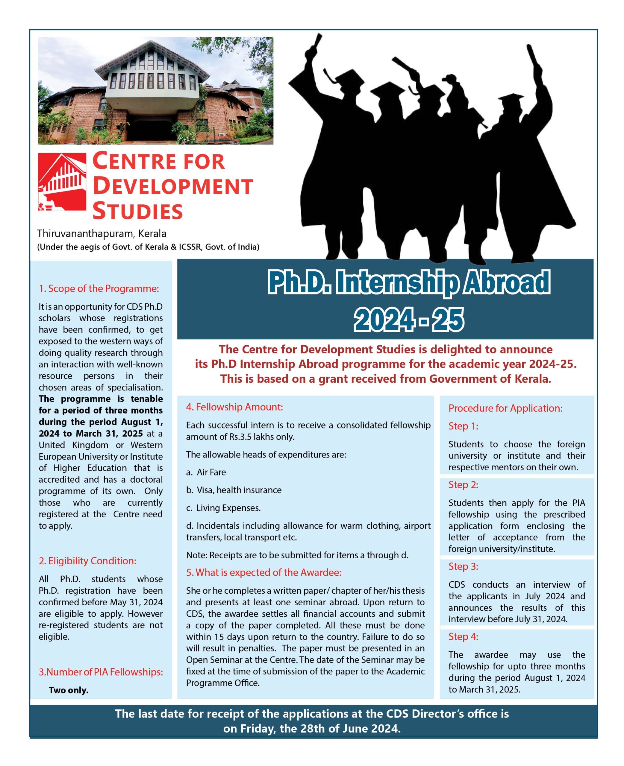 PhD Internship Abroad-PIA2024 | Centre for Development Studies