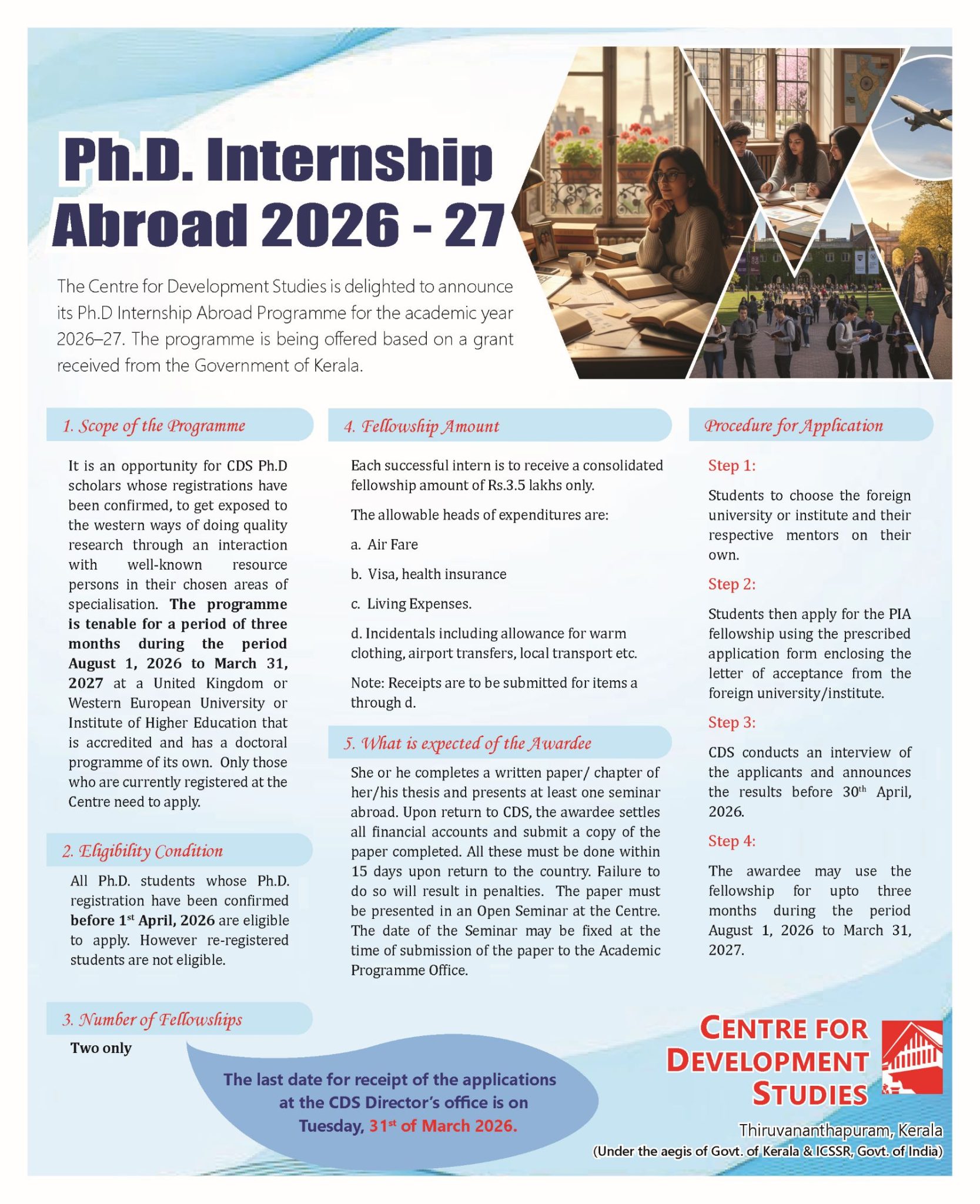 PhD Internship Abroad | Centre for Development Studies